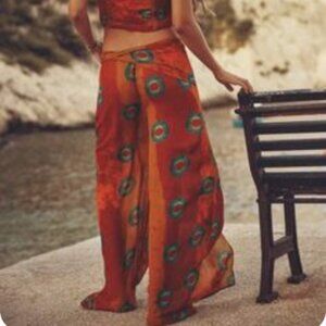 Zara | Pants & Jumpsuits | Zara Rust Printed Tie Dye Lightweight Pareo ...